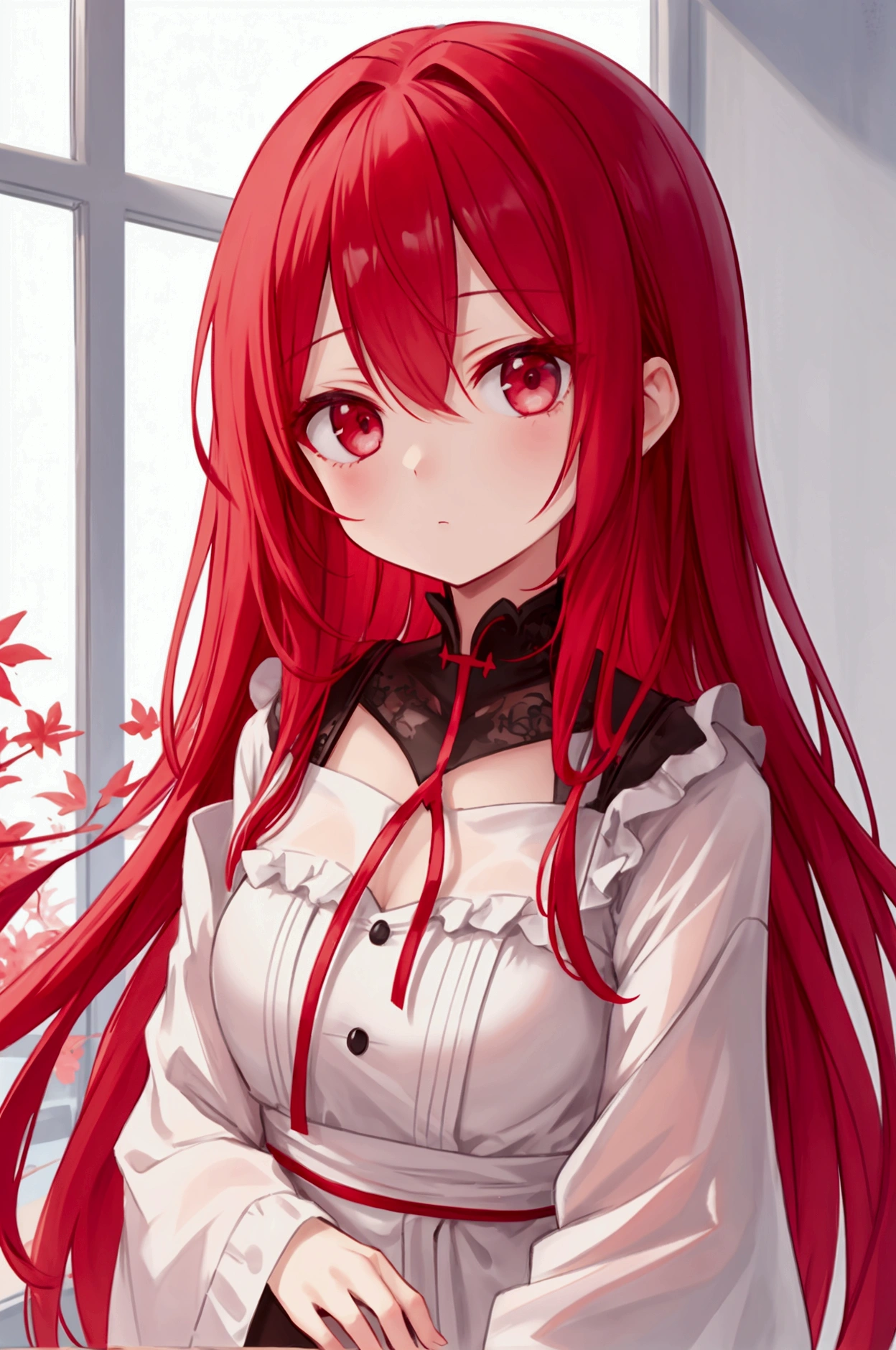 Girl、Slanted Eyes、Expressionless、Red Hair、Eyes - SeaArt AI