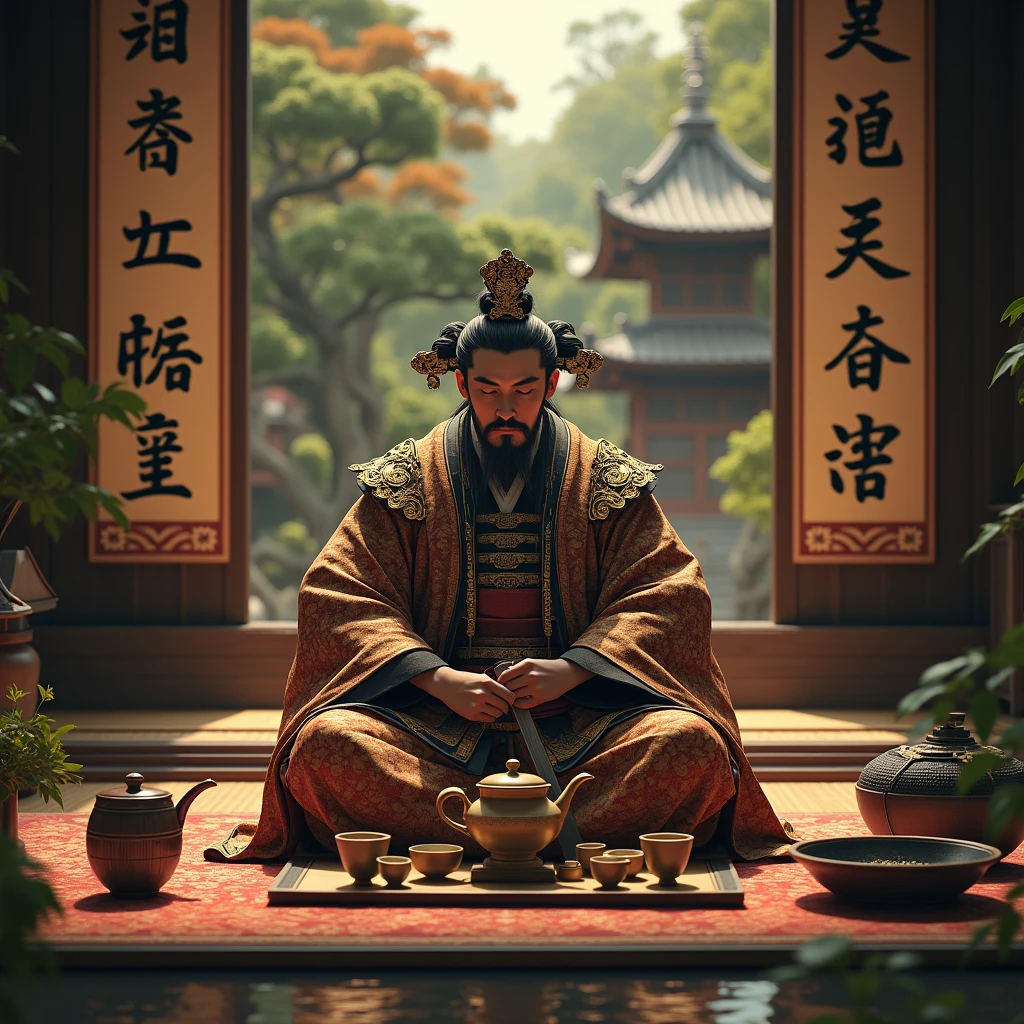 A in detail, complex japanese tea ceremony, Japanese warrior emperor ...