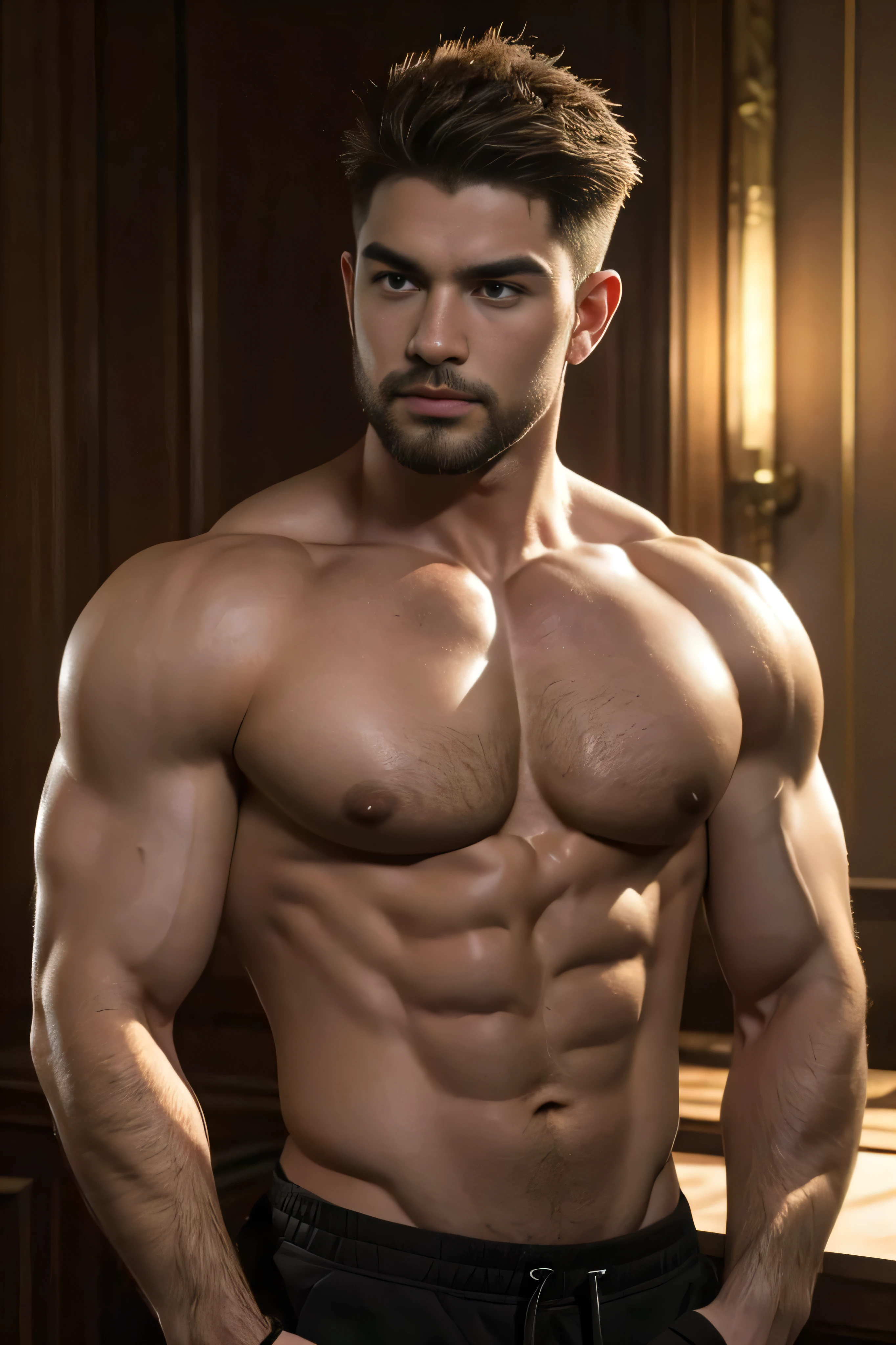 A man with a muscular body posing for a picture - SeaArt AI