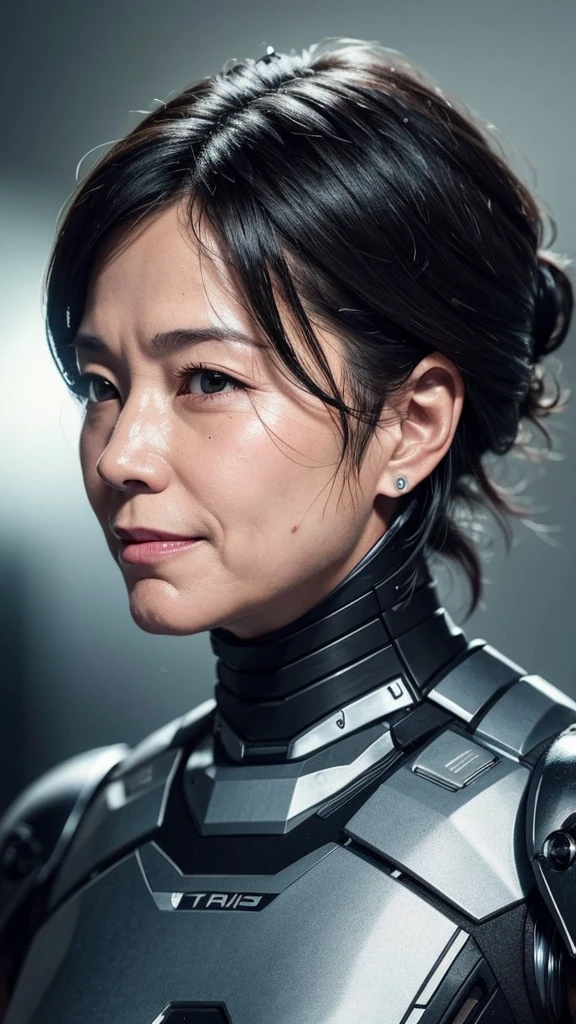 Best Quality 8k (War Machine) Cyborg middle-aged woman Sweaty face ...