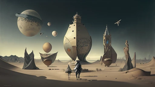 Surrealism, masterpiece, (Super detailed) A completely flat space ...