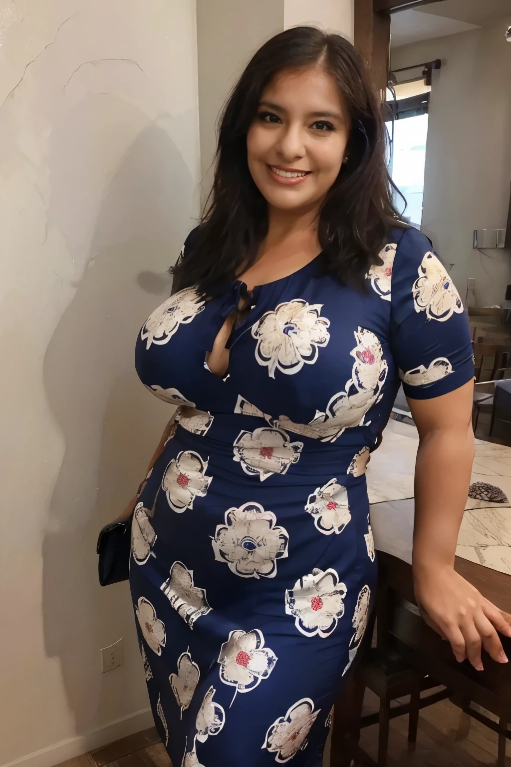 A Close Up Of A Woman In A Dress Standing In A Room Seaart Ai