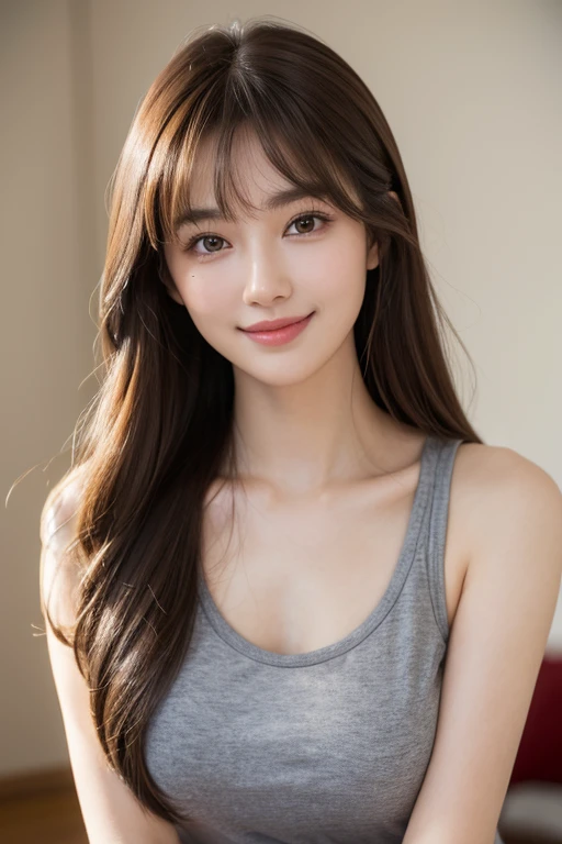 High resolution,bangs, Brown Hair, Long Hair, Brown eyes、chest - SeaArt AI