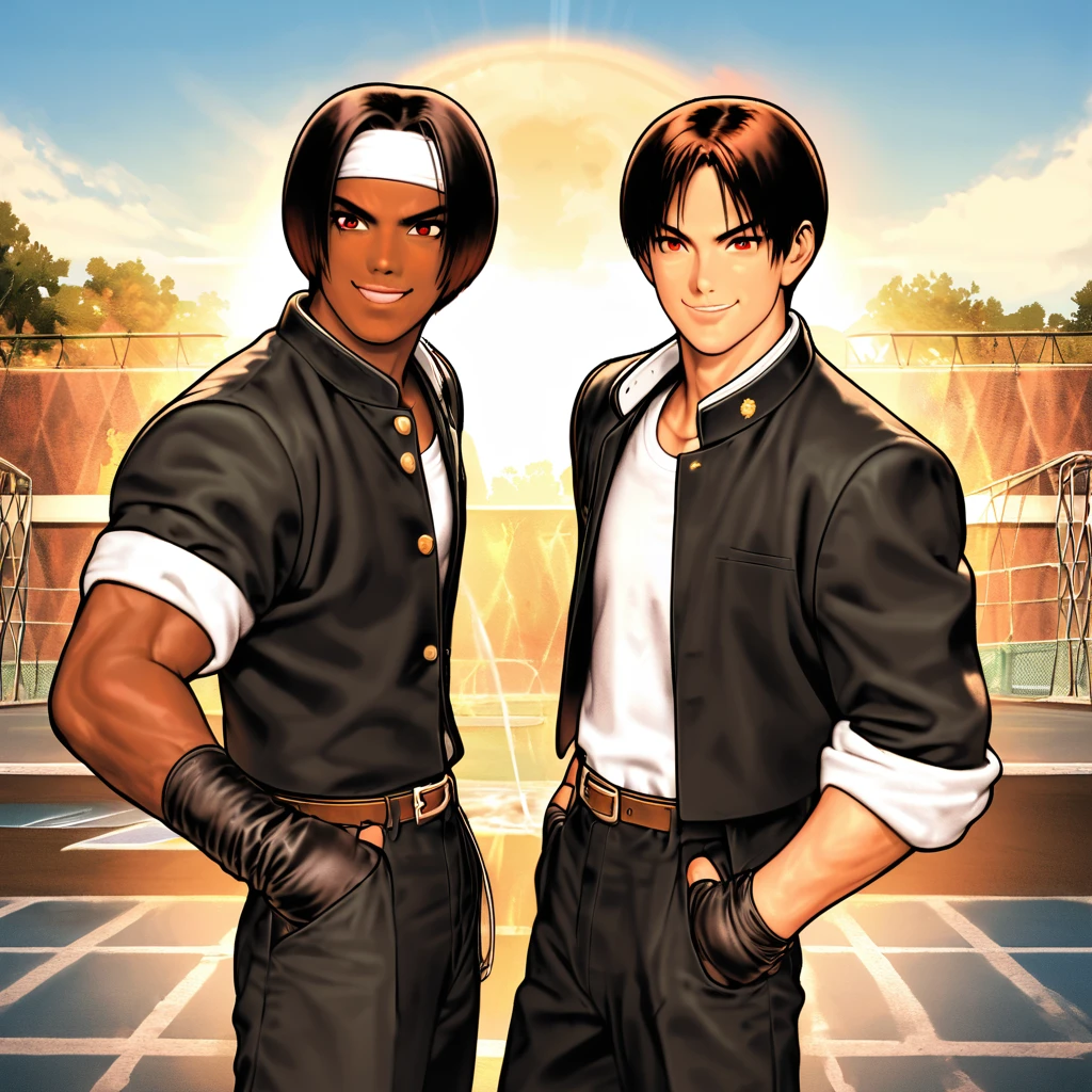 Two people, couple, cleaning by pool, high school girl hoses down water ...