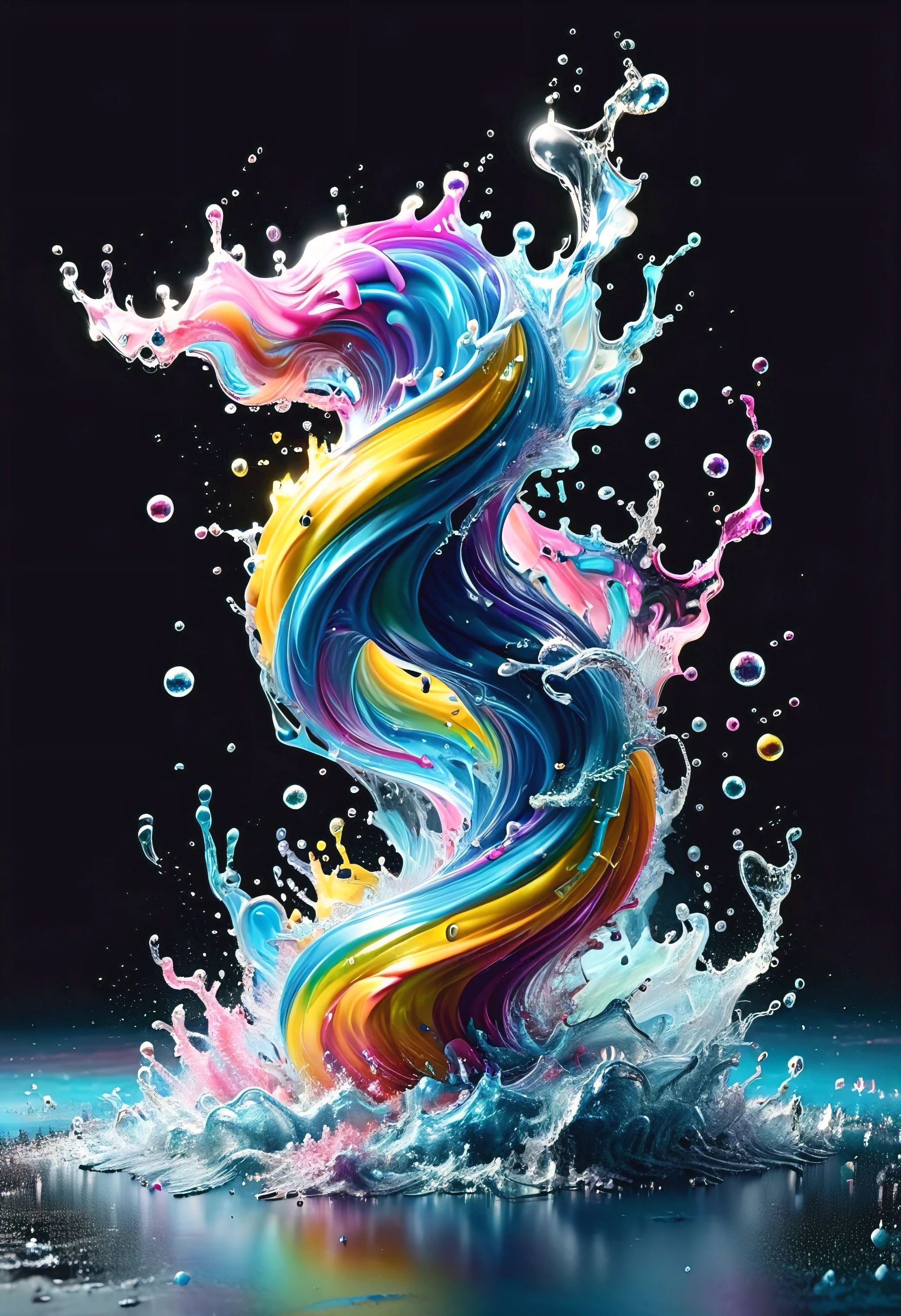 A colorful splash of water with a rainbow swirl on top - SeaArt AI