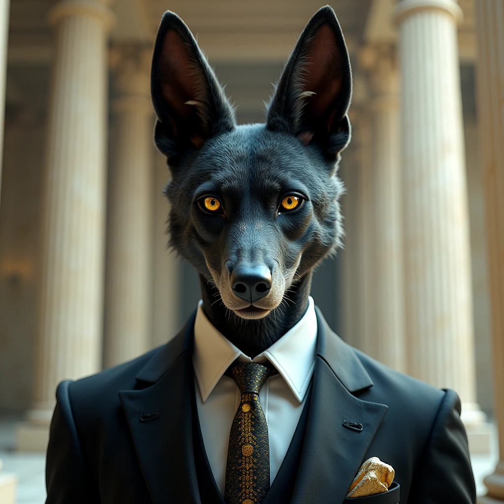 Anubis, black fur, anthromorph, egyptian god, anubian jackal - SeaArt AI