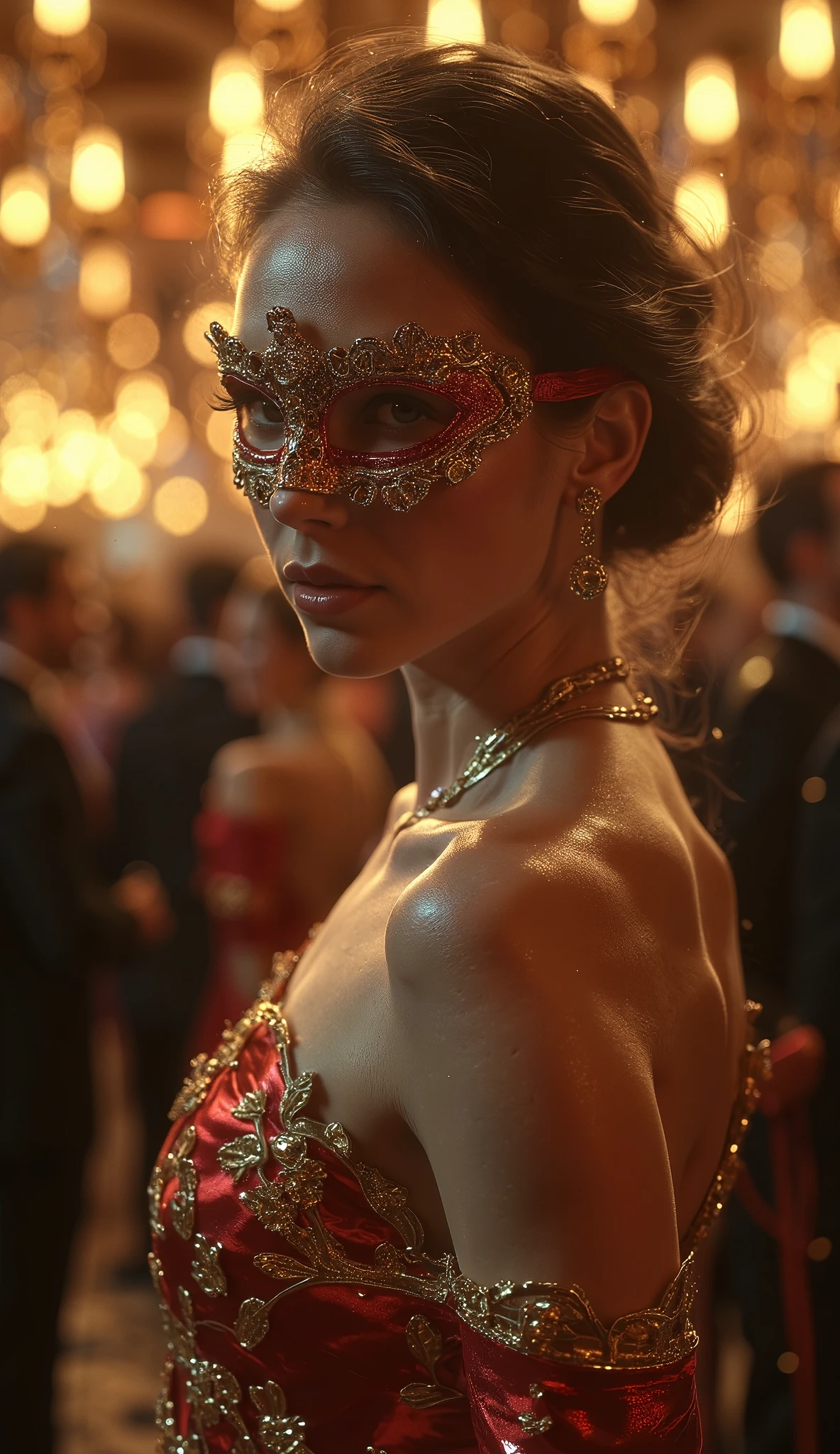 Araffe woman in a red dress with a mask on - SeaArt AI