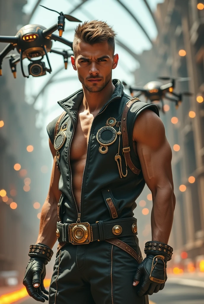 Steampunk Drone Racer A tall, lean, and muscular young drone racer ...