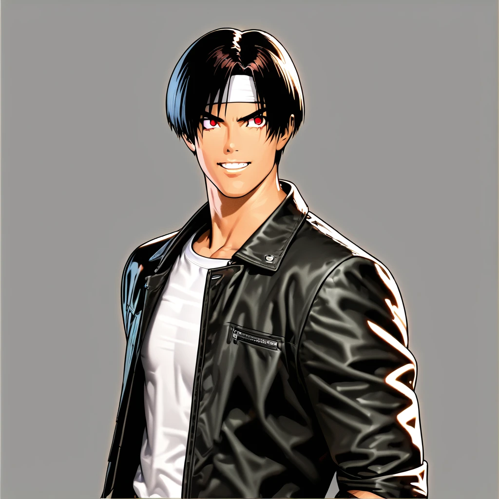 From the side, ((grin)), sunglasses, hands on sunglasses, costume is ...