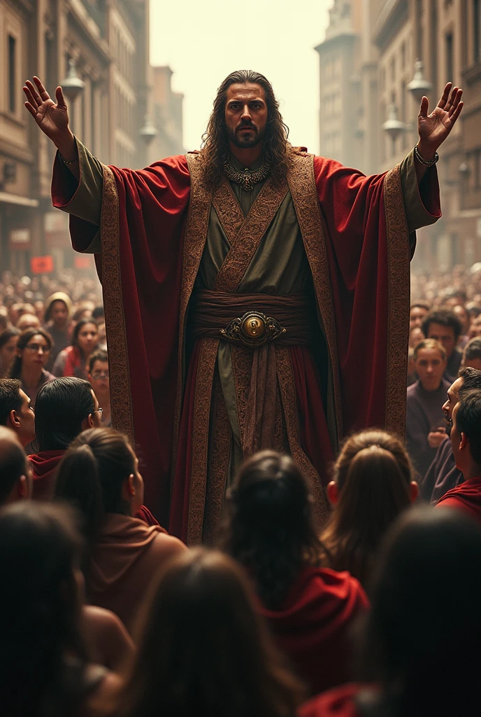 A false prophet preaching to a crowd - SeaArt AI