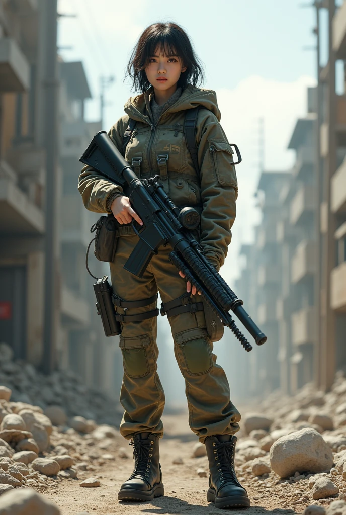 Woman、Japanese、A beautiful woman、18 years old、Age 18、He holds a bazooka ...