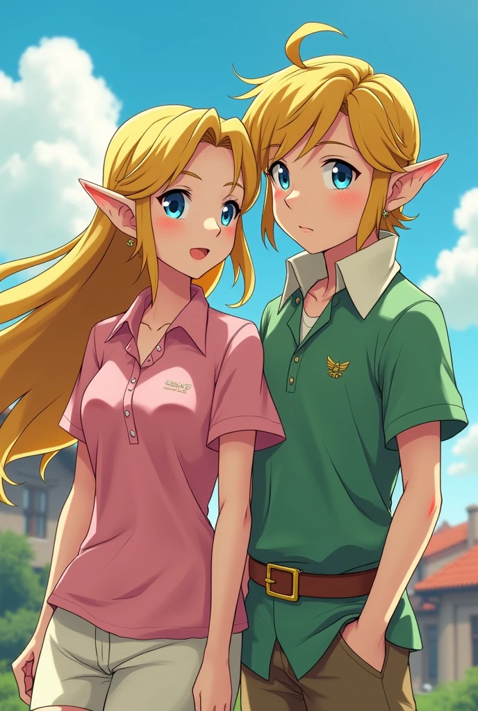 Anime, Princess Zelda wearing a Pink Polo with her boyfriend Prince ...