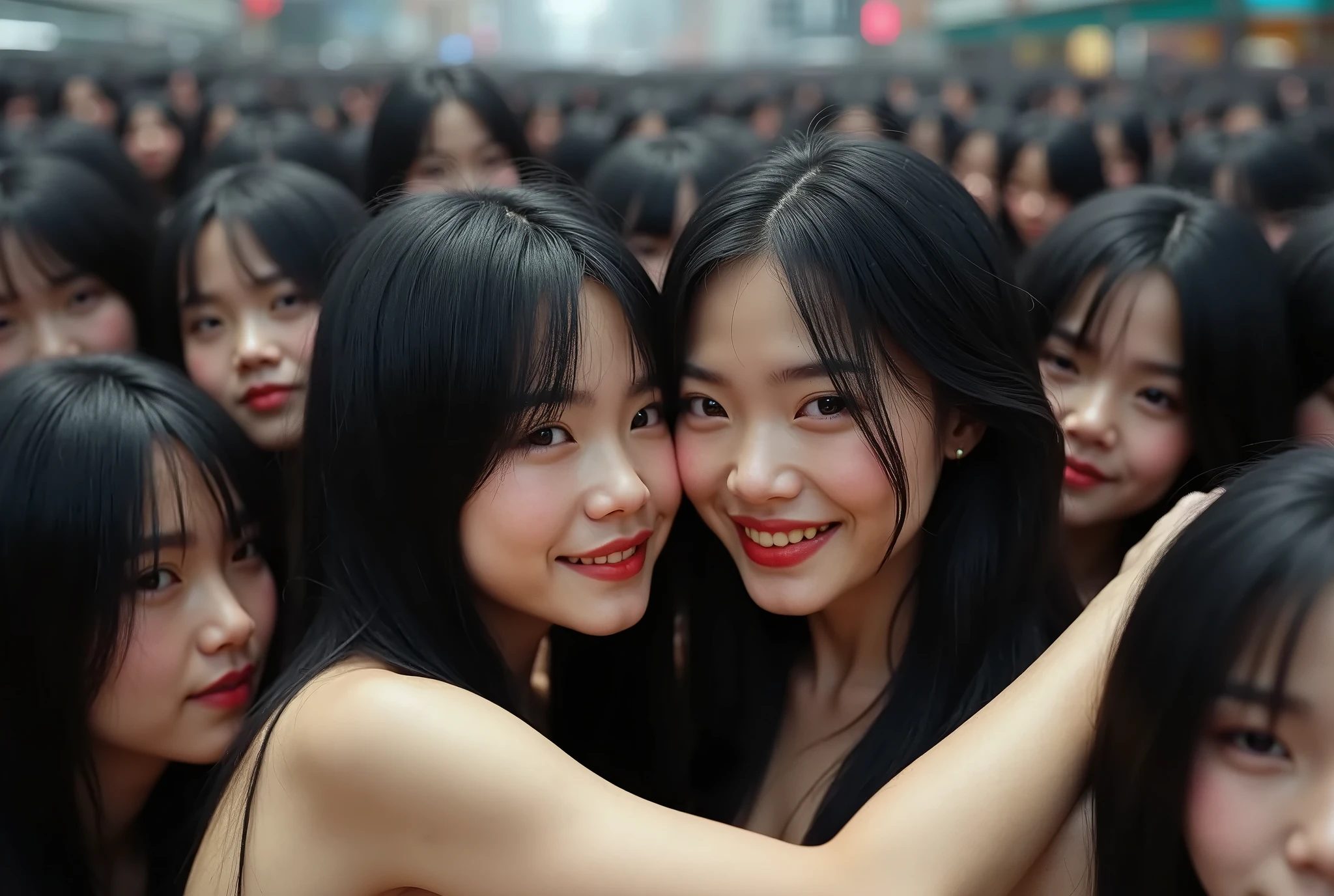 There are many women that are posing for a picture together - SeaArt AI