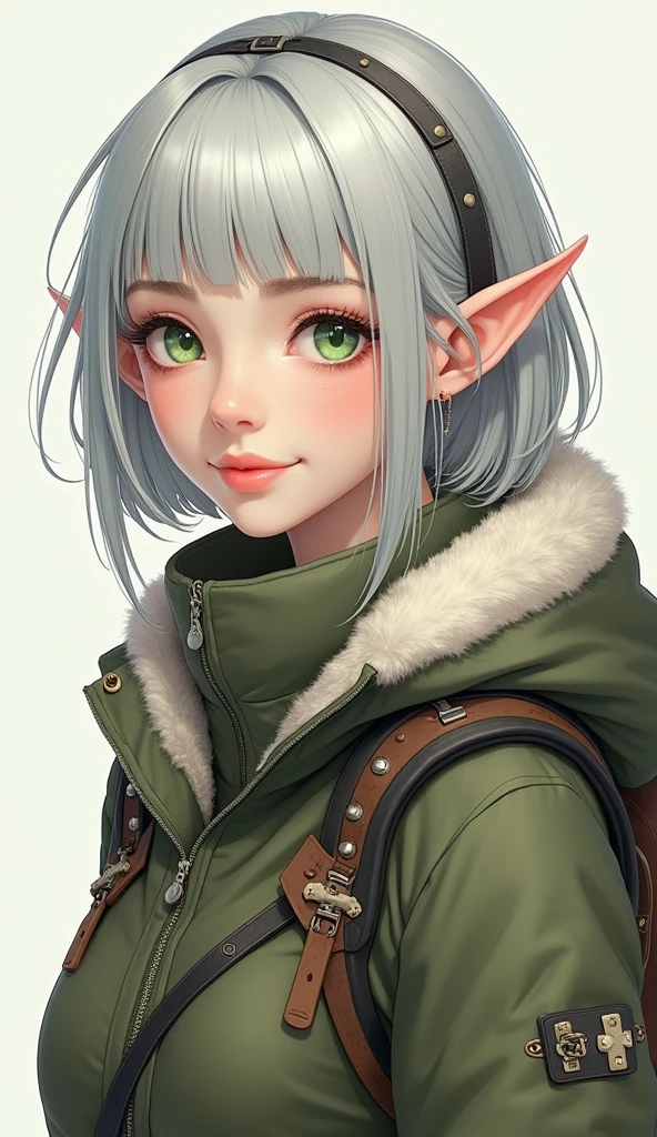 Super realistic illustration, portrait shot, 1 androgynous elven lady ...