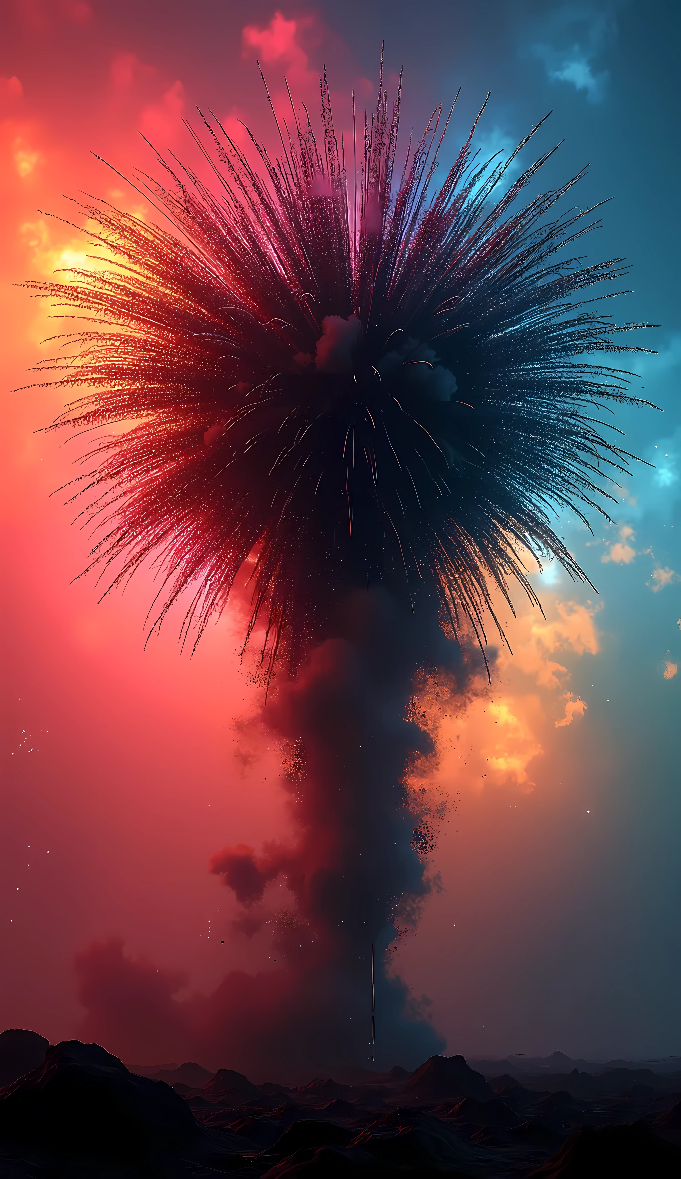 A stunning black firework explosion against a fully sharpness - SeaArt AI