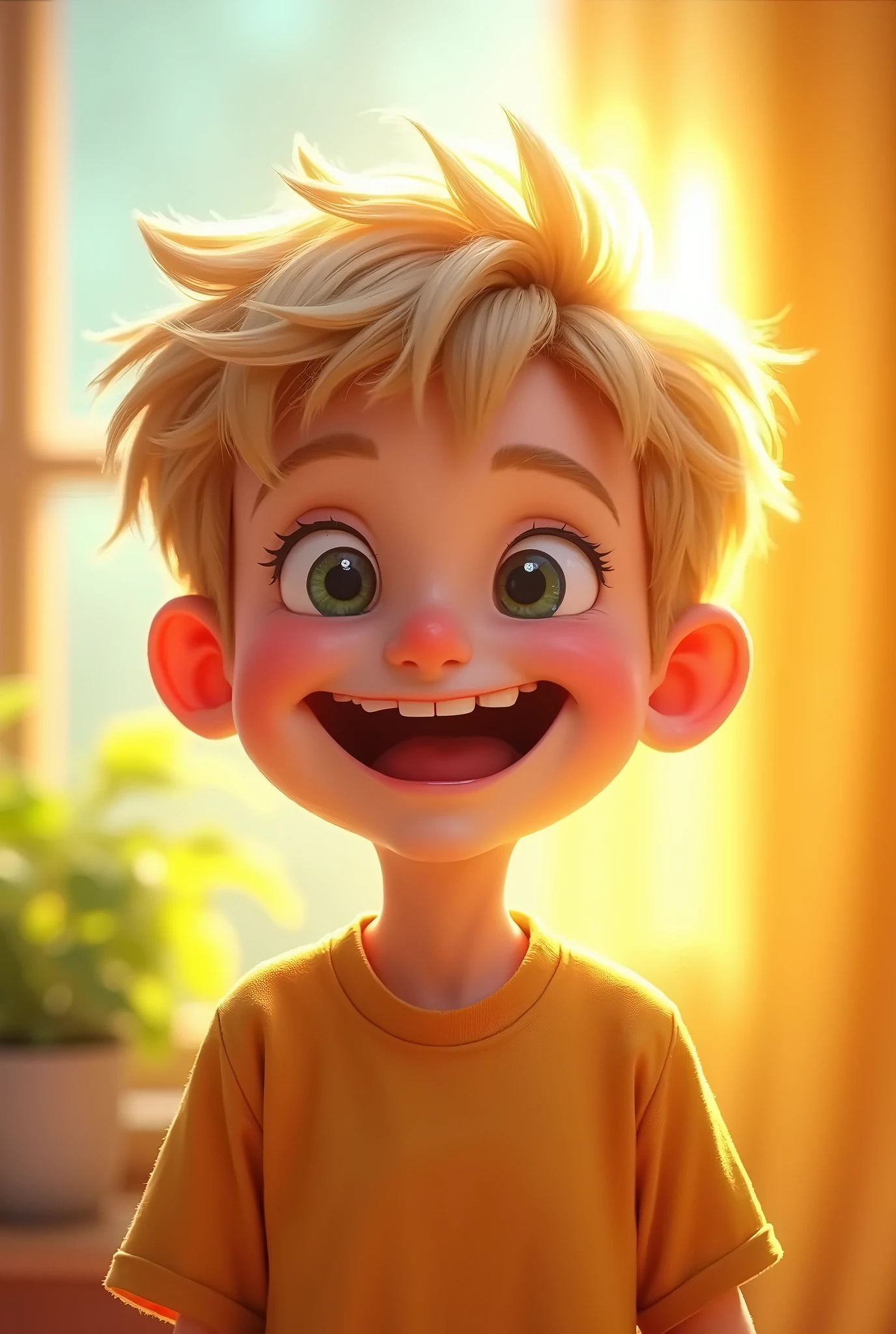 A close up of a cartoon boy with a big smile - SeaArt AI