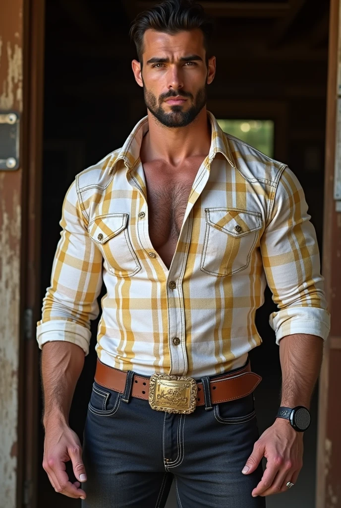 Realistic ( handsome and muscular Lebanese hunk for men, hunky - SeaArt AI