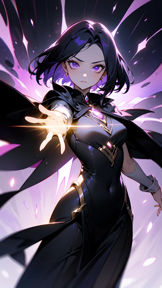 Raven from Teen Titans, standing in a dark, mystical setting with ...