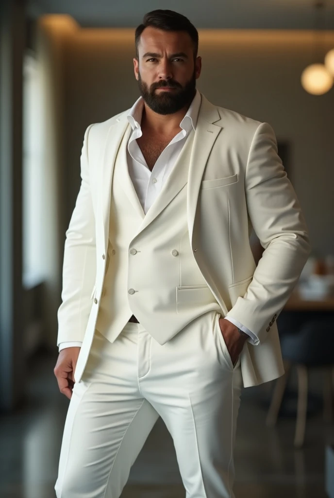 Realistic((( handsome burly white man, good lighting ))) In an elegant ...