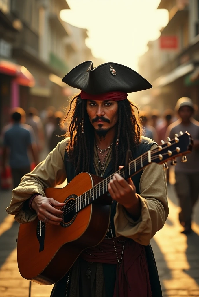A photorealistic portrait of Johnny Depp as captain jack sparrow ...