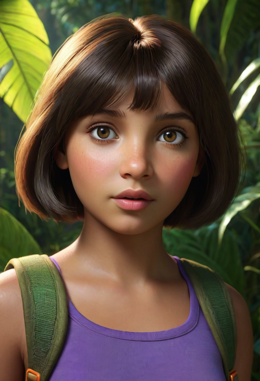 Realistic, photorealistic, 1girl, Dora the Explorer, beautiful detailed eyes - SeaArt AI