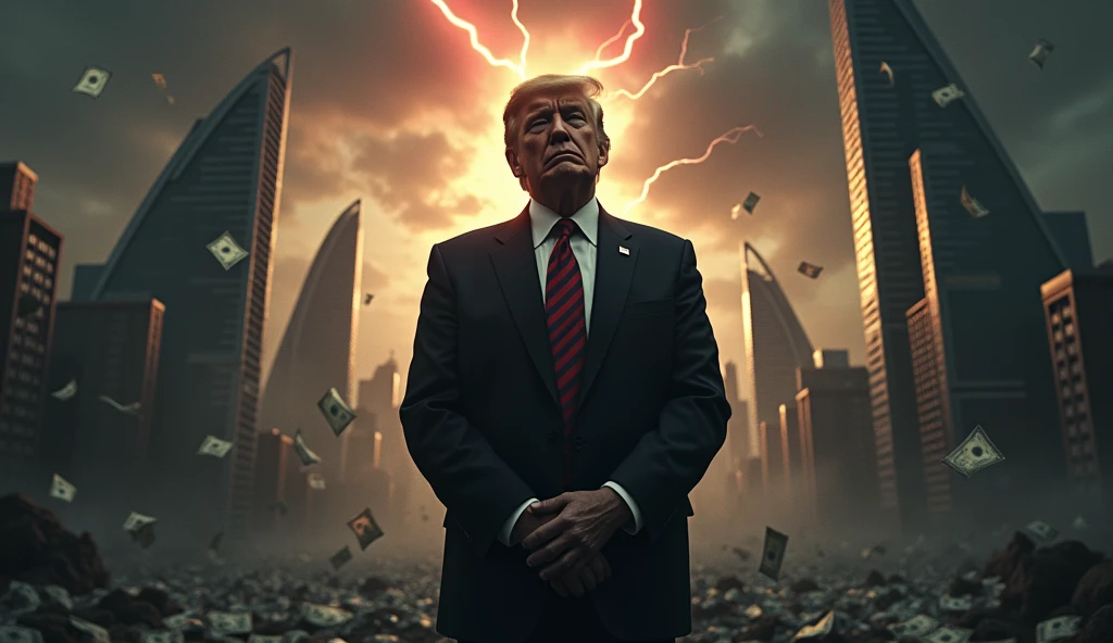 Focus on the U.S. President standing in the foreground with a deeply ...