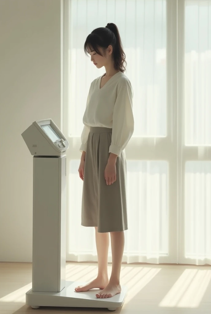 A neat Japanese girl with a body weight of 57 kg is watching from the ...