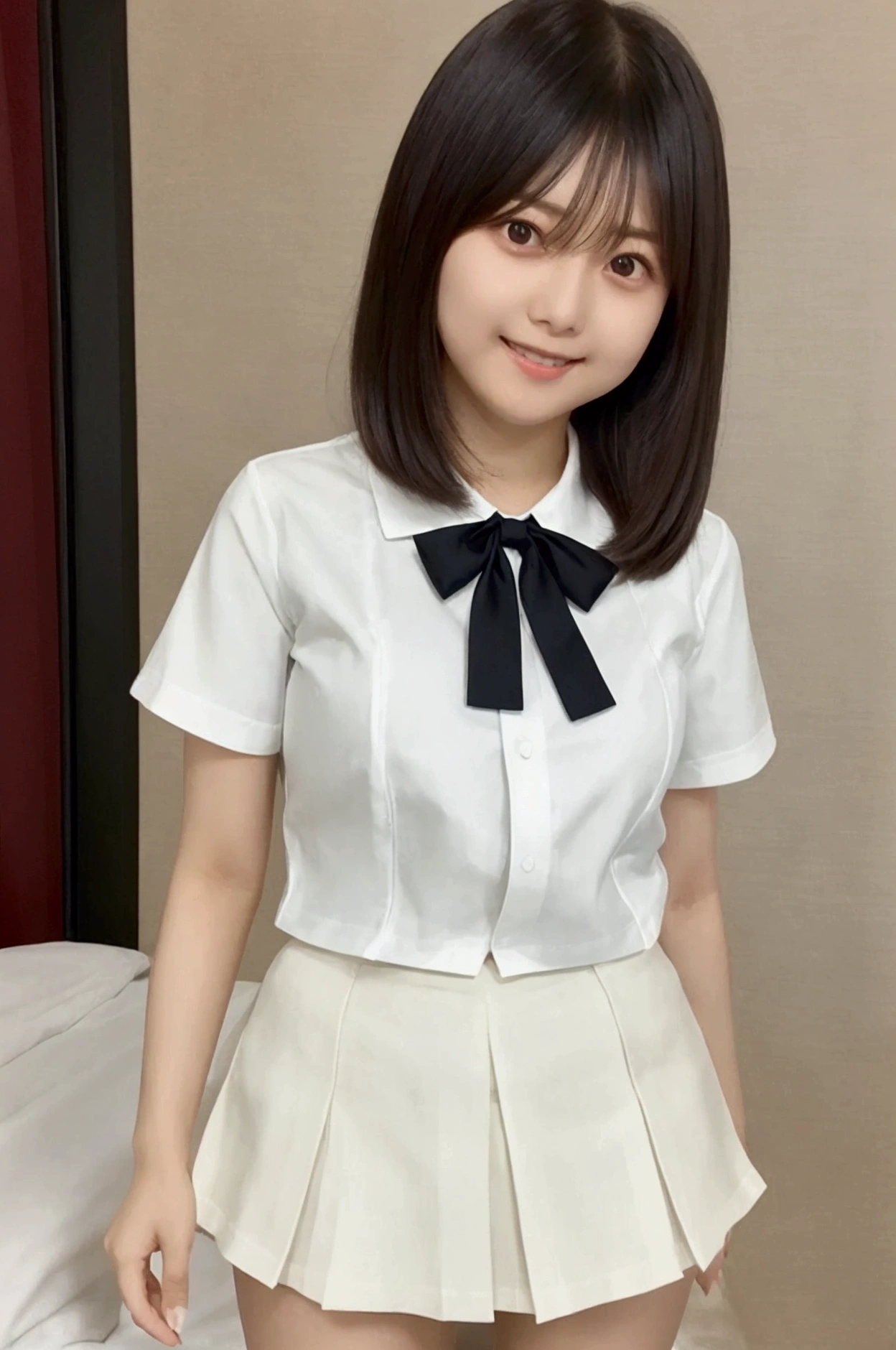 Gravure idol pose Hotel bed uniform white shirt High image quality Not ...