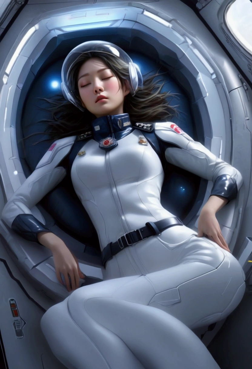 Japanese Woman Police Officer 2005 )))), with flowing hair on a realistic f - SeaArt AI