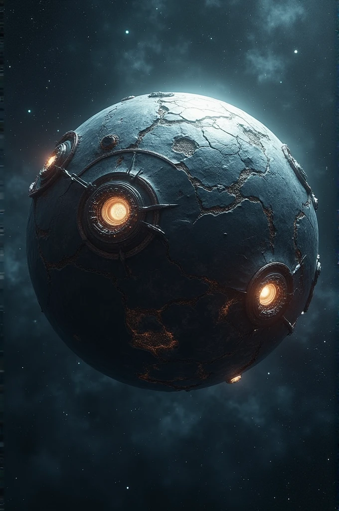 A metal planet with holes in the universe at night - SeaArt AI