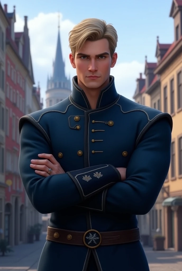 Handsome Kristoff full body on his royal palace Dark Blue Outfit ...