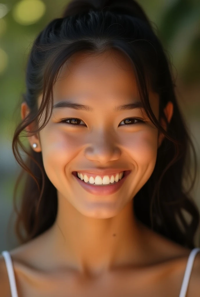 A face shot of a stunning 19-year-old Indonesian girl with flawless ...