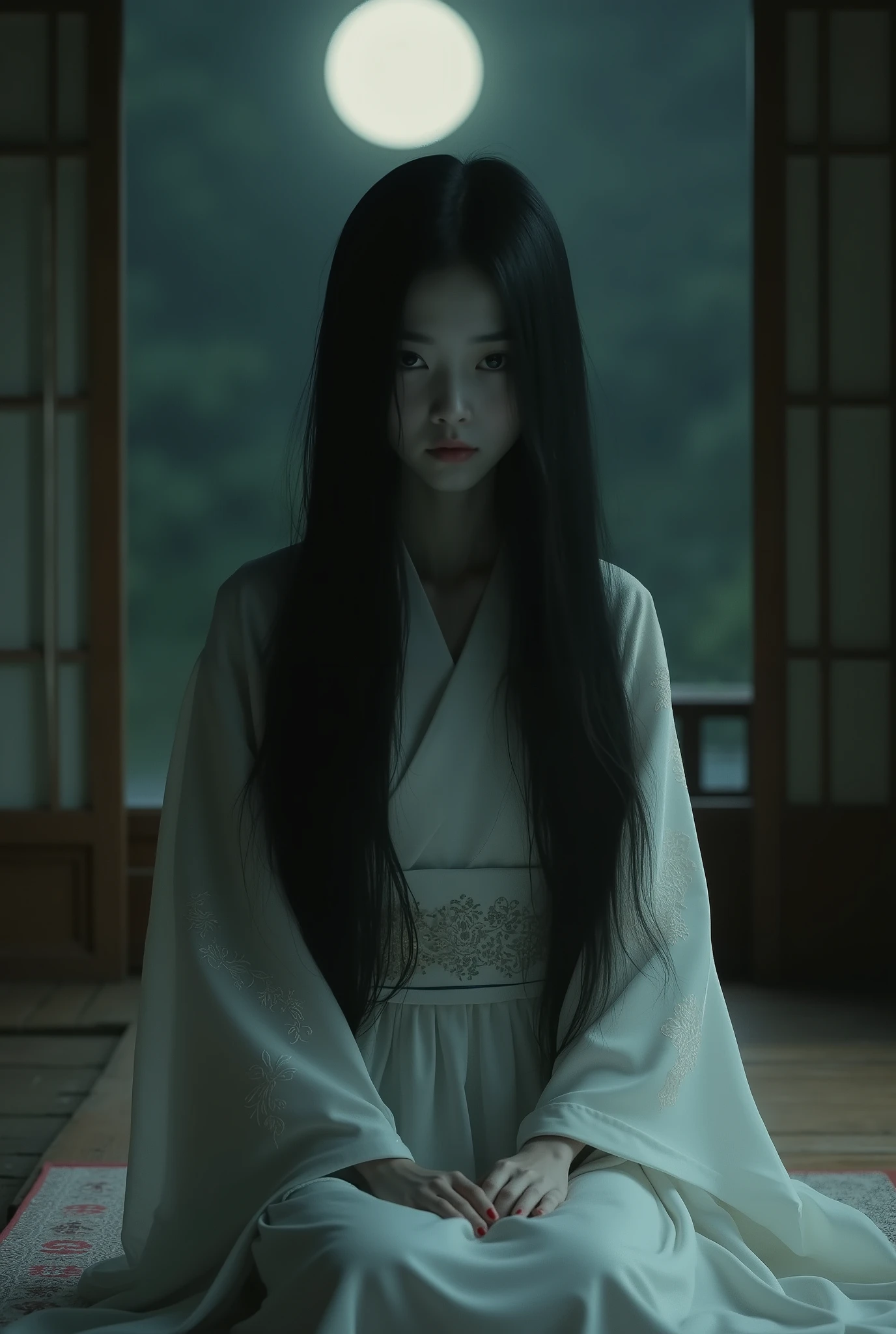 Generate an image of Sadako, the famous ghost from Japanese folklore ...