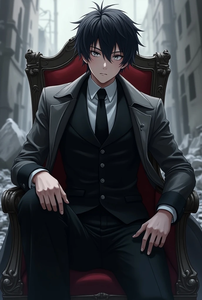 Anime style, majestic features, man, handsome, charismatic, cold ...