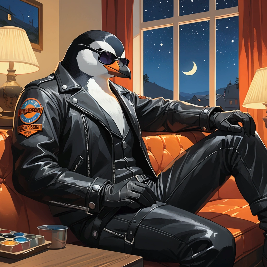 Closeup, An extremely badass penguin wearing an insanely cool black ...