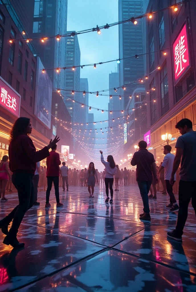 Small transformer-themed dance floor but without robots but people ...