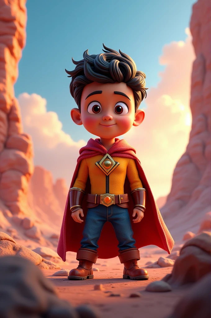 In cinematic 3D cartoon style vibrant colors, and a heroic atmosphere ...