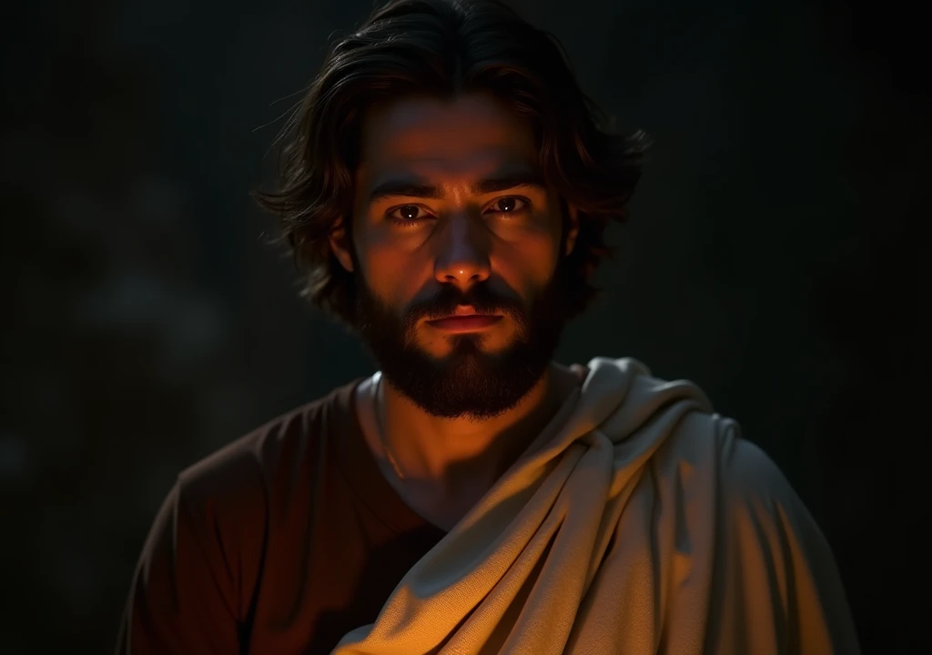 Daniel biblical character, looking at the camera , illuminated by the ...