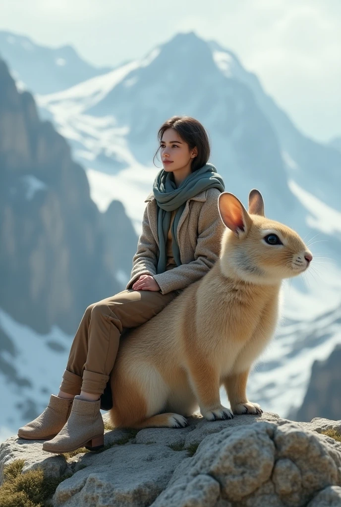 Woman sitting on a pika - SeaArt AI