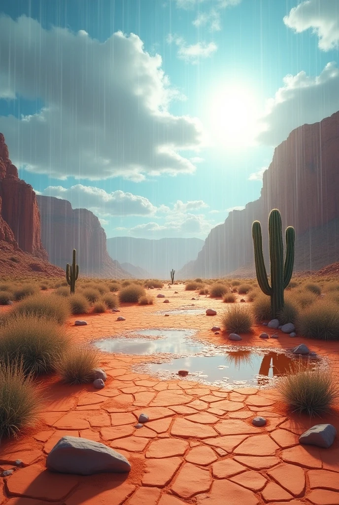 Sure! Here’s the translation: "A scene of an arid desert, where light ...
