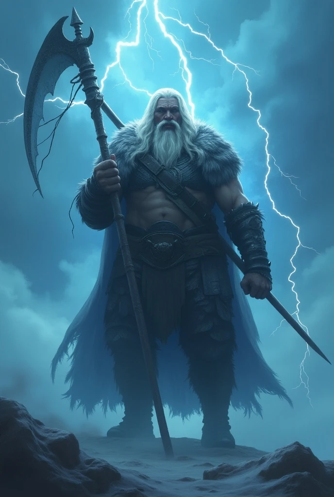 A Scandinavian monster in his 30s with a giant glaive, splitting the ...