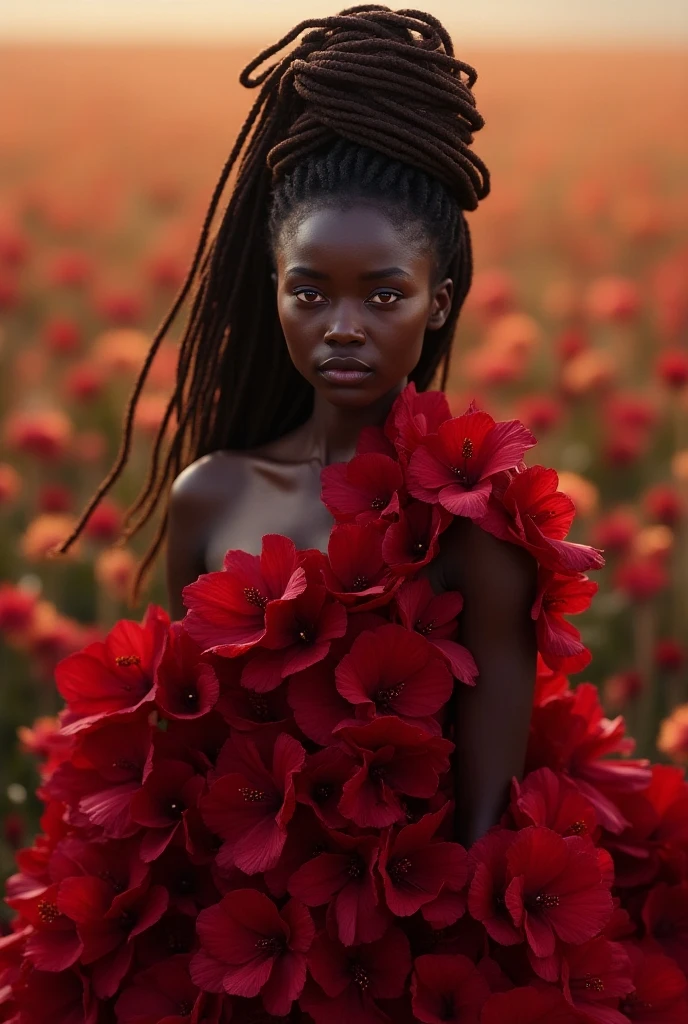 Une photo 3D d'une femme noire américaine aux yeux violets captivants ...