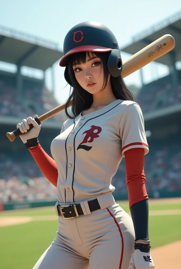Best Quality、、 Japanese Women、Stadium、 wearing a sexy baseball uniform ...