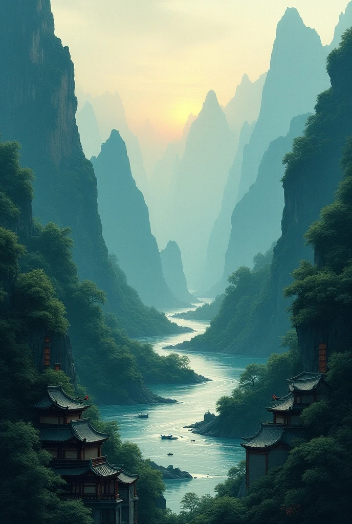 Concept poster ， The landscape of Shu Han ，hand drawn scene，Ancient ...