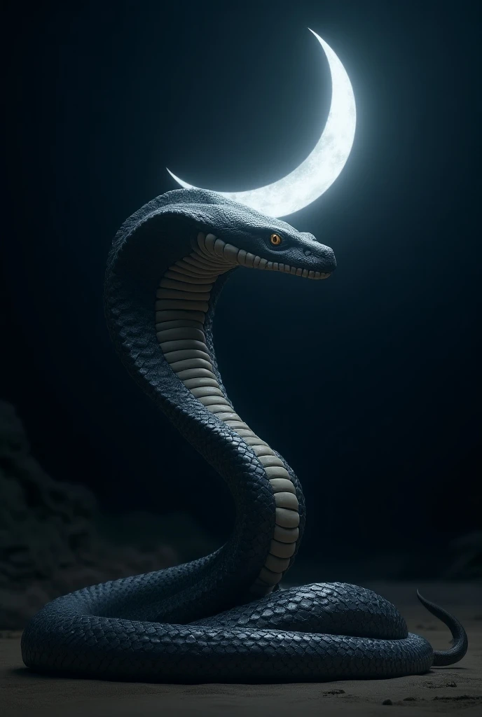 Cobra with moon on top of its head - SeaArt AI
