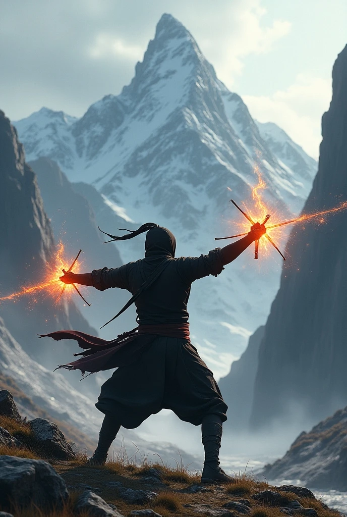 Ninga black contract throwing fire stars and back a mountain broken by ...