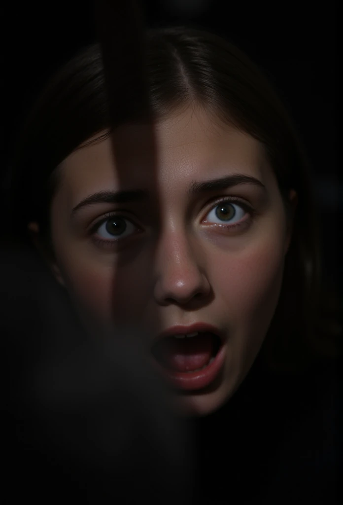 A girl, Alone, close up of the face, Scared, surprised, high angle view ...