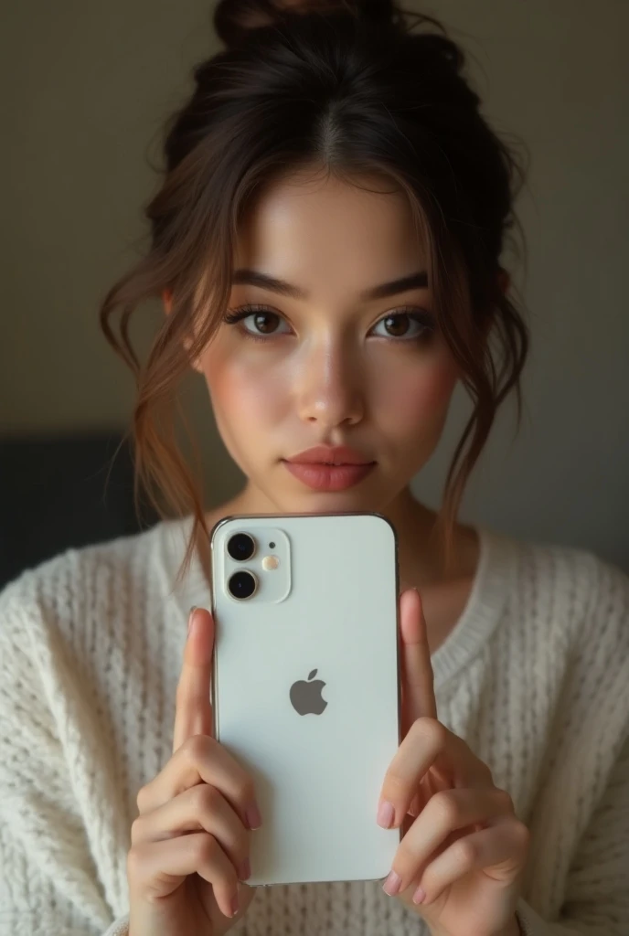 A young woman with a random hairstyle, a random facial expression ...