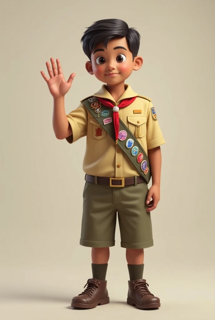 A picture of a scout boy looking at the camera and ready and raising ...