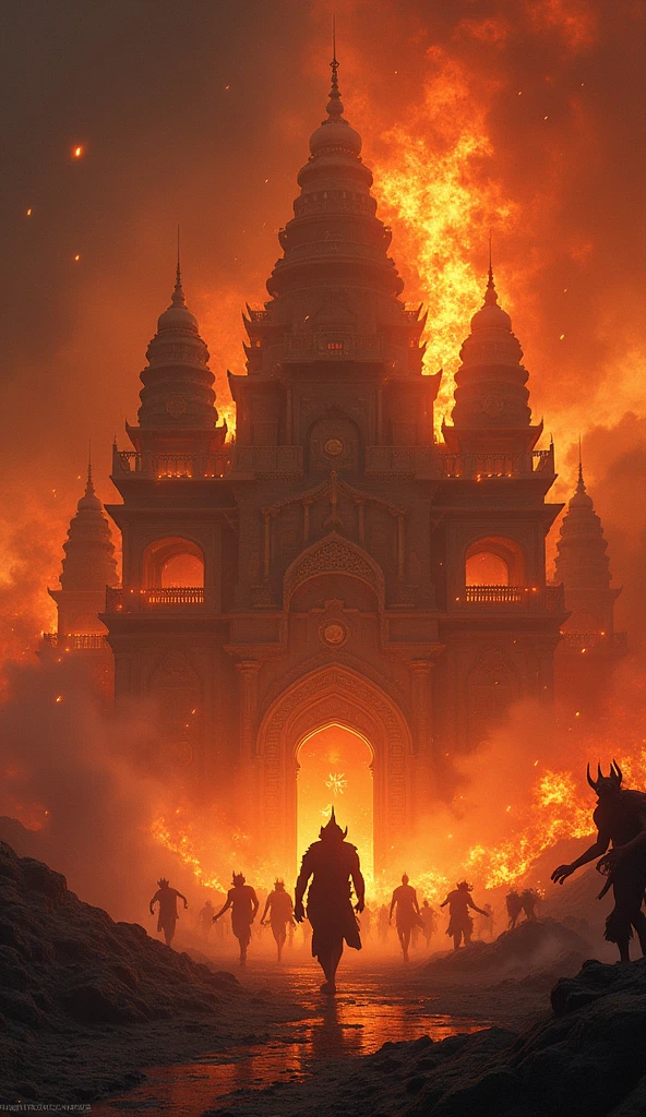 Ravana's Lanka palace is burning and all the Asuras running to save ...
